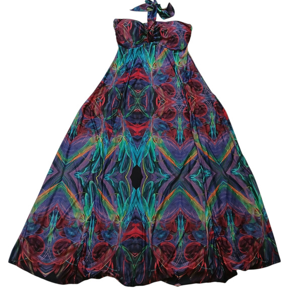 AND | Dresses | Long Psychedelic Multicolor Dress With Halter Neckline ...